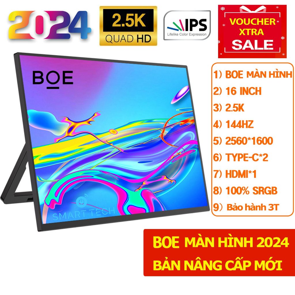 [Tặng kèm bao da] BOE Màn hình di động IPS FHD/2.5K, 60hz-144hz Type C ...