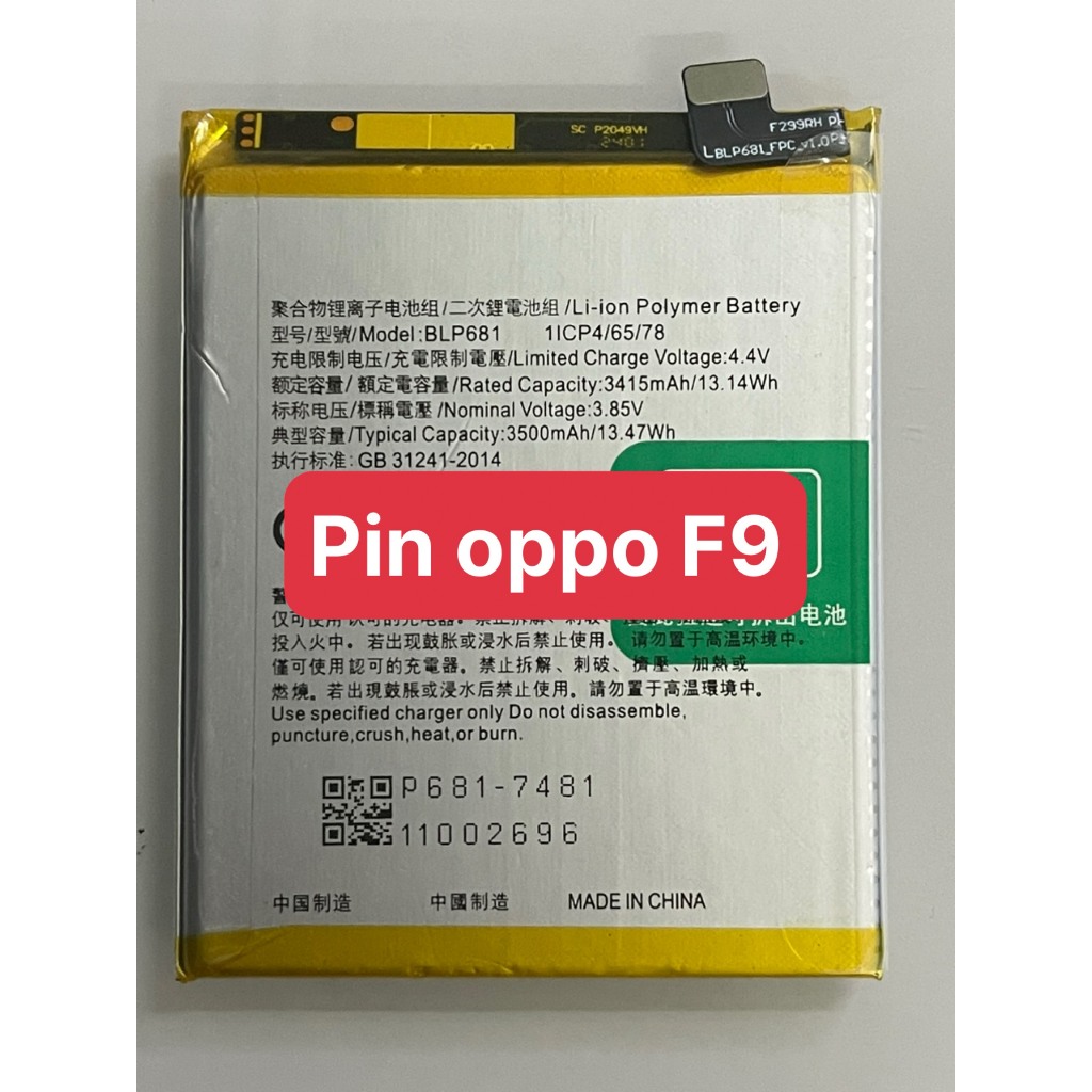 Pin zin oppo F9 /Model BLP 681/Dung Lượng 3500 MAH | Shopee Việt Nam