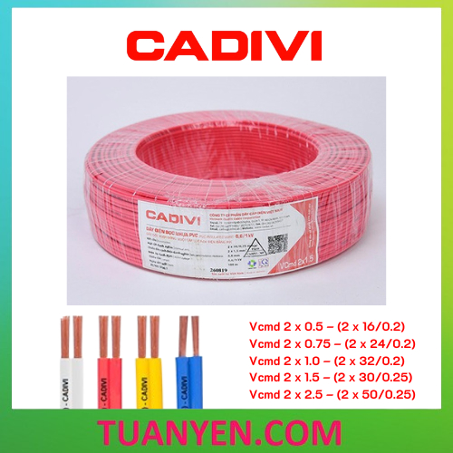 Dây Điện Đôi Cadivi VCmd 2x16, 2x24, 2x32, 2x50 (Cuộn) - Lõi Đồng Cao ...