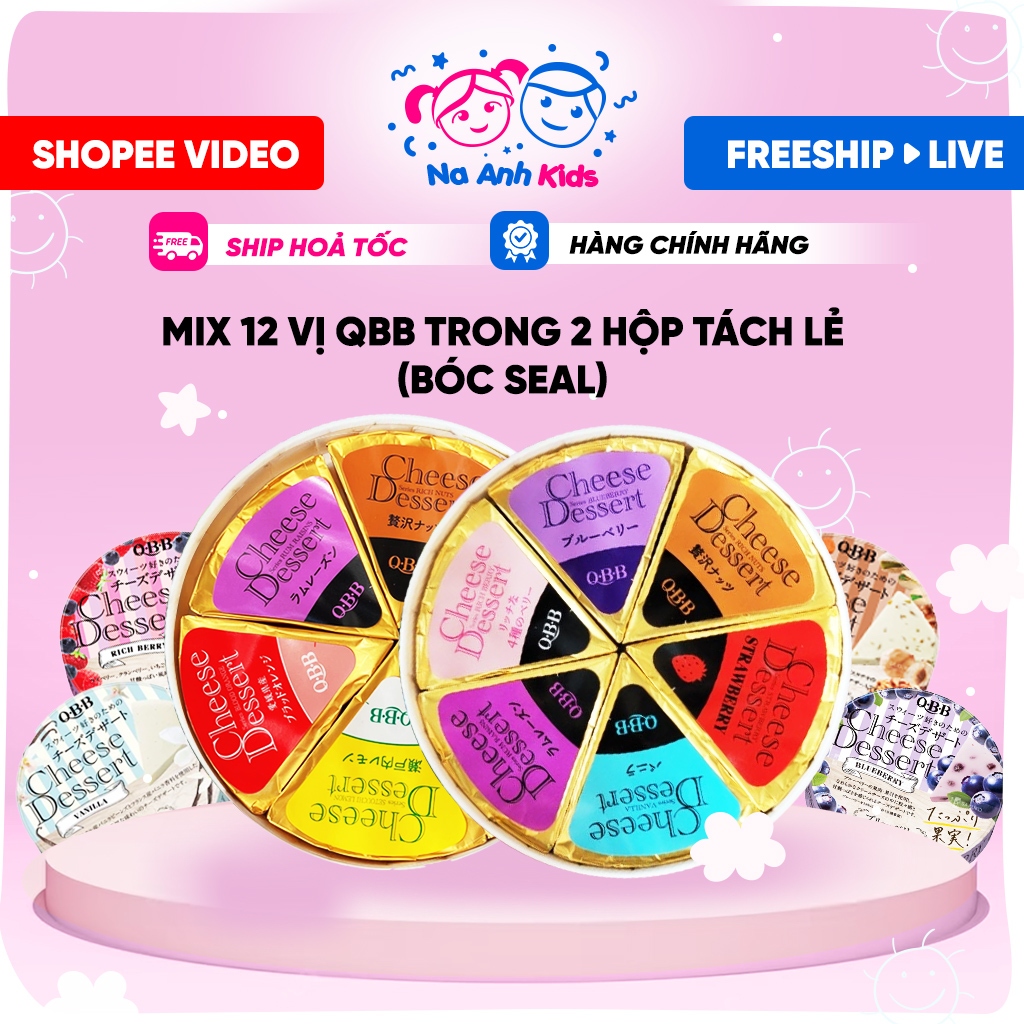 [2 HỘP Đủ 12 VỊ] Phô Mai QBB Cheese Dessert Nhật Bản Mix QBB Full cho bé ăn dặm đồ ăn nhẹ cho bé ...
