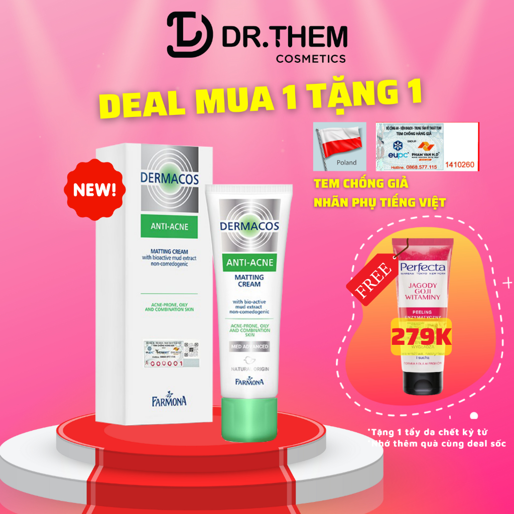 Dermacos Kem Dưỡng Giảm Bóng Nhờn, Ngừa Mụn Farmona Dermacos Anti Acne ...