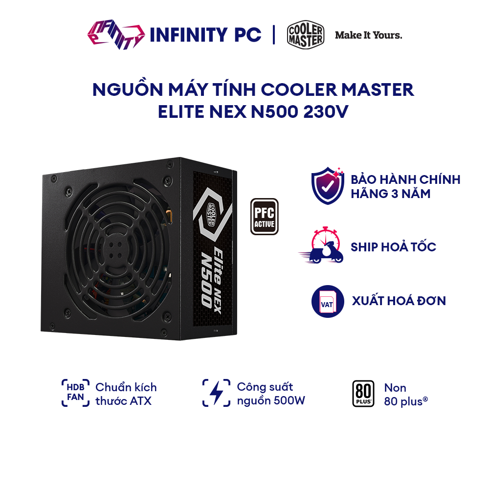 Nguồn Máy Tính Cooler Master Elite NEX N500 500W 230V, N600 600W 230V, Active PFC | HÀNG CHÍNH ...