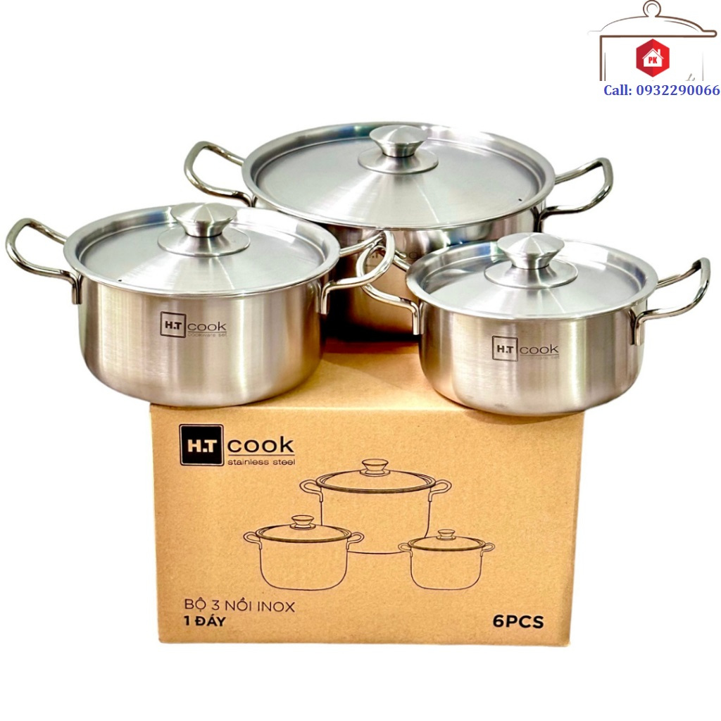 Bộ 3 Nồi 1 Đáy HT COOK Inox 430 Cao Cấp - HÀNG CHÍNH HÃNG | Shopee Việt Nam
