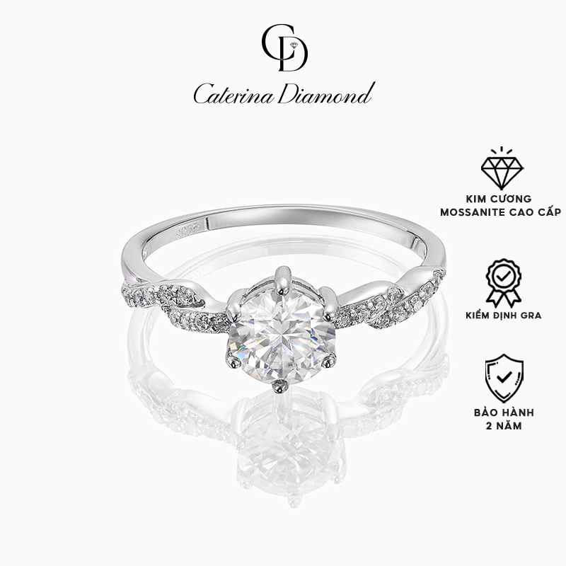 Nhẫn kim cương Moissanite 0,8 Carat Caterina Diamond Solitaire Pavéproposal DR026 - Kiểm định ...