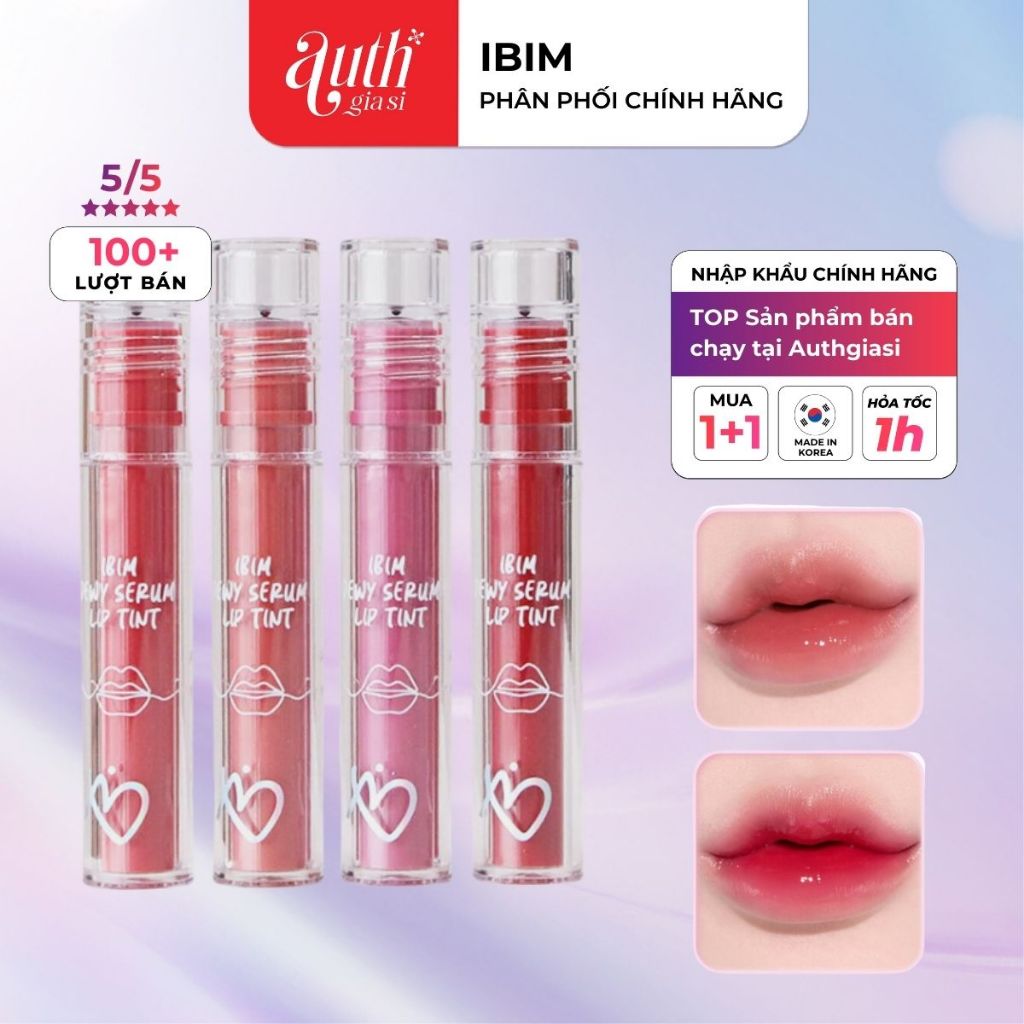 Son kem tint bóng IBIM Dewy Serum Lip Tint siêu lì mềm mịn môi | Shopee Việt Nam
