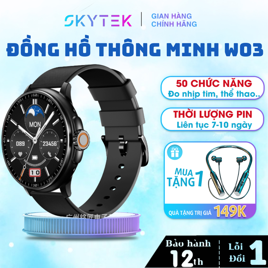 Đồng hồ thông minh G-EW03 Plus, Smart Watch thể thao điện tử theo dõi sức khoẻ 24/7, chống thấm ...