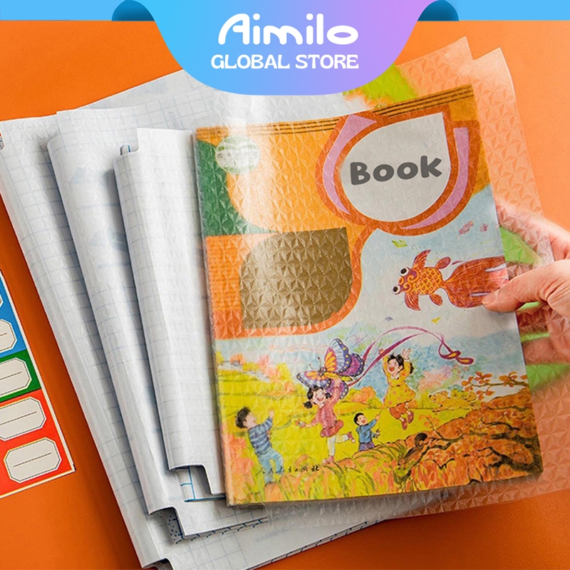【Aimilo】Set 10 Tờ Decal Bọc Sách Vở A4 cho bé Tặng 10 nhãn vở Chống ...