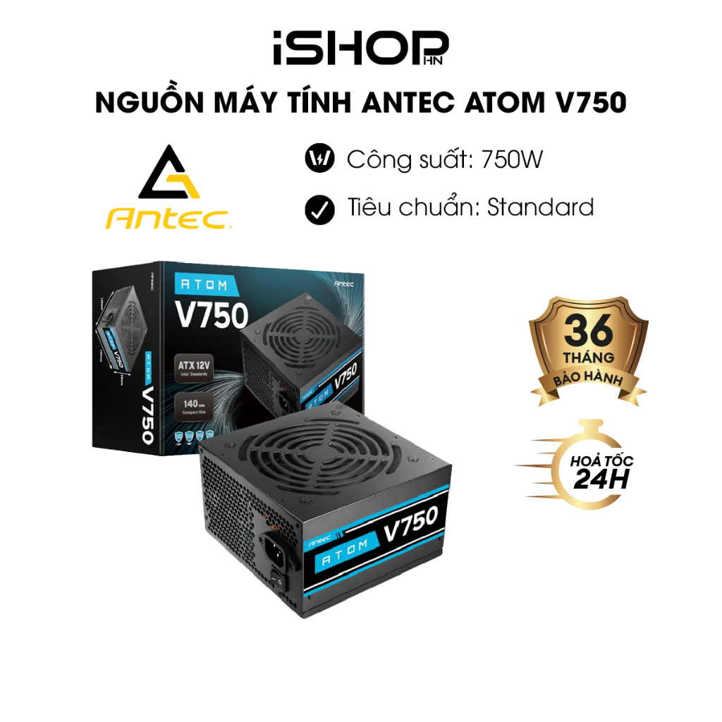 Nguồn Máy Tính Power Antec ATOM V750, điện áp 230V, công suất 750W ...