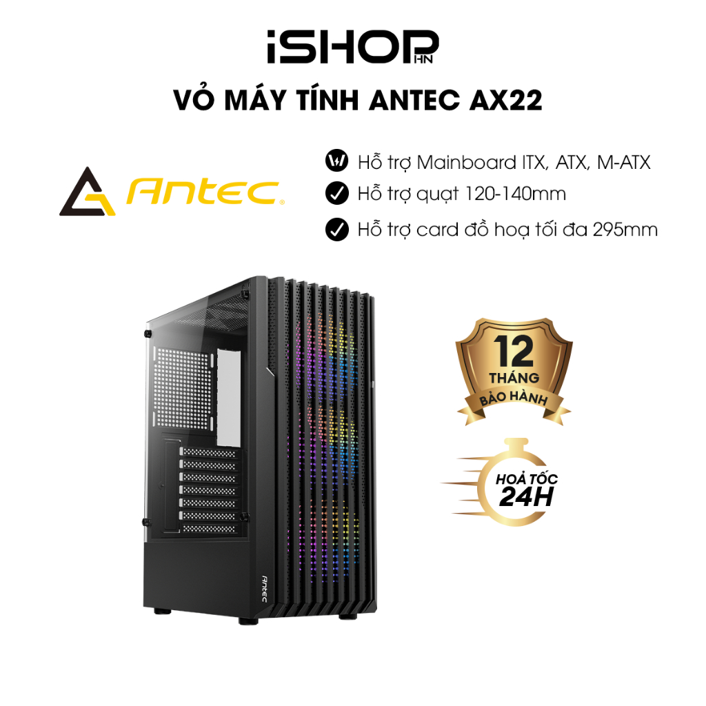 Case Máy tính Antec AX22 Mid Tower, kèm 3 quạt RGB 120mm, hàng chính hãng - Bảo hành 12 tháng ...