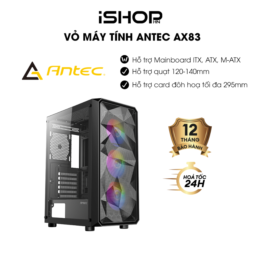 Case Máy tính Antec AX83 RGB Mid Tower, kèm 3 quạt RGB 120mm, hàng ...