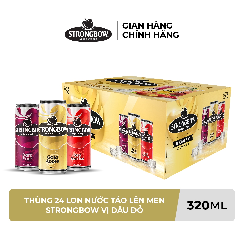 ĐỘ CỒN 4.5% - HỎA TỐC HCM - Thùng 24 lon nước táo lên men Strongbow Mix ...