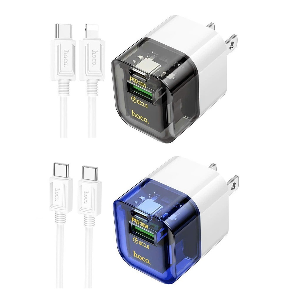Bộ sạc nhanh 2 cổng Hoco DM-C3 PD TypeC 30W và QC3.0 18W kèm cáp TypeC ...