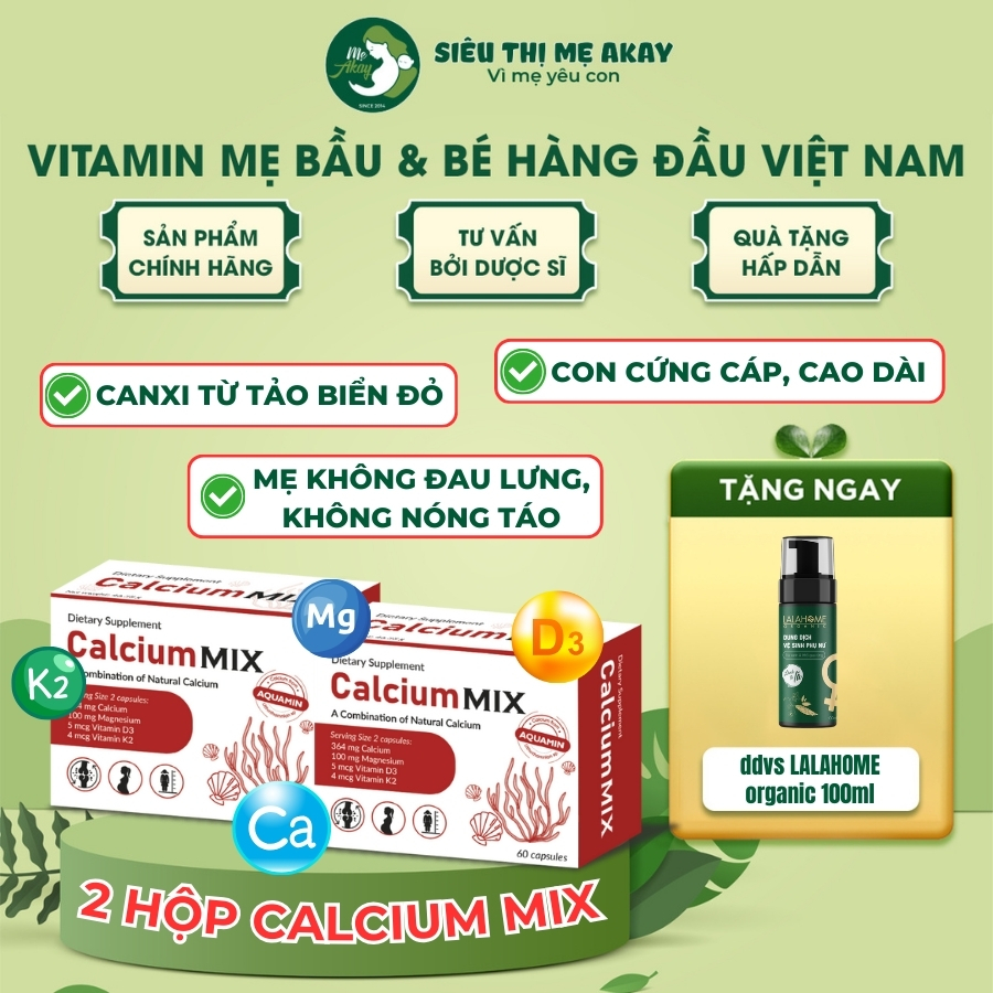 Canxi hữu cơ Calcium MIX nhập khẩu Ba Lan, bổ sung canxi, magie, D3, K2 ...