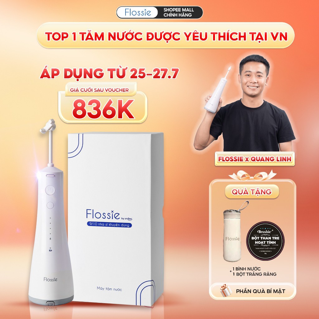 Máy tăm nước cầm tay 360 độ 2 chiều Flossie Chính hãng | Shopee Việt Nam