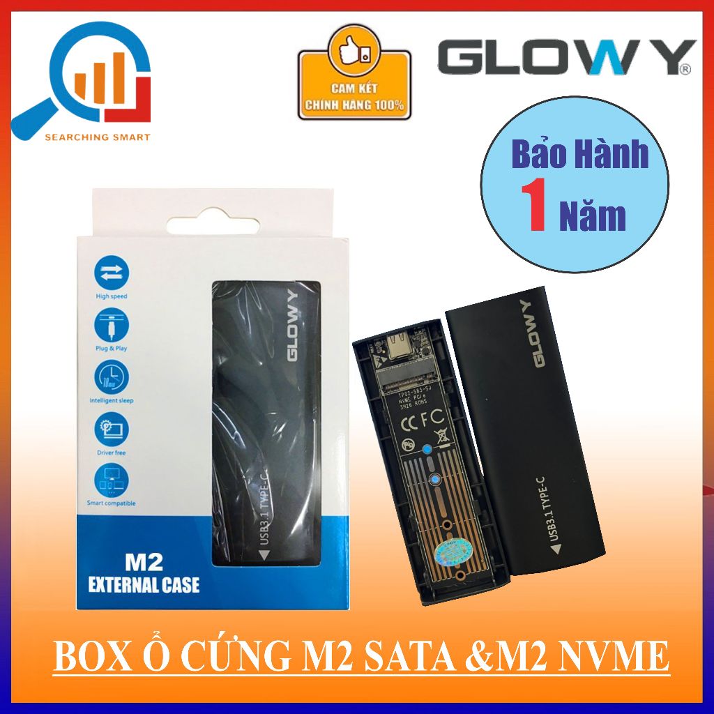 Box ổ cứng SSD M2 NVME / M2 SATA USB Type-C - HÃNG GLOWY - Bảo hành 12 ...