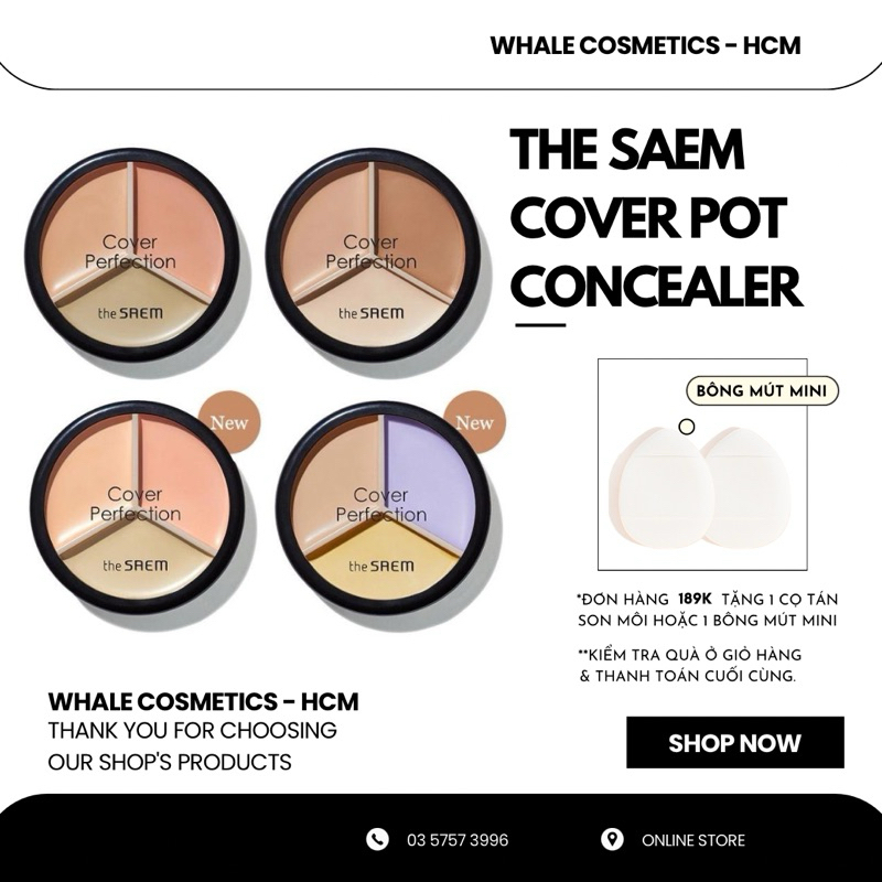 (Pot Concealer) Triệt Sắc Che Khuyết Điểm THE SAEM Cover Perfection ...