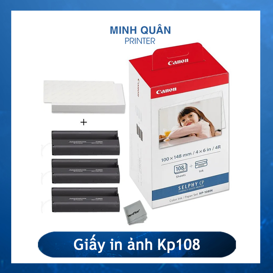 Giấy in ảnh Canon Kp108, 1 hộp 108 tờ và 3 băng mực | Shopee Việt Nam