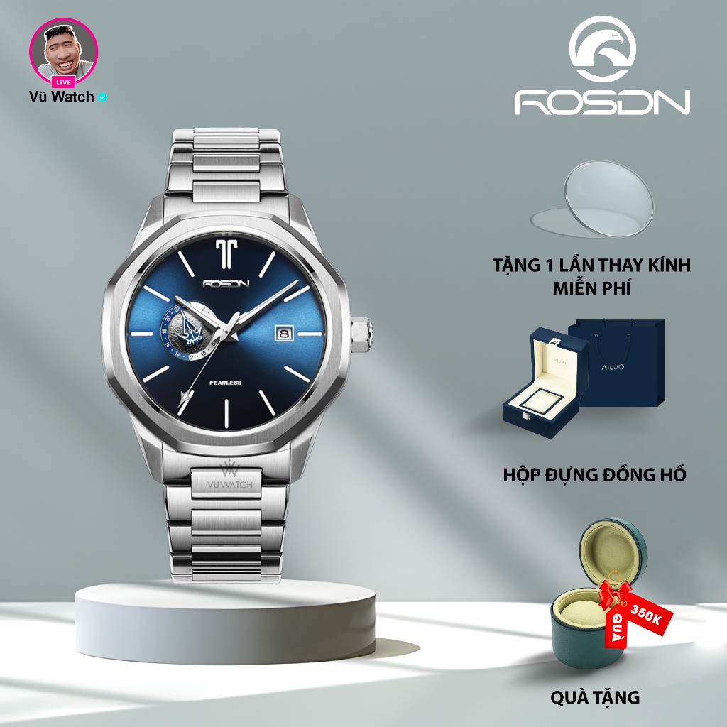 Đồng Hồ Nam ROSDN G2217 | Tặng 1 hộp da & 1 lần thay kính | Shopee Việt Nam