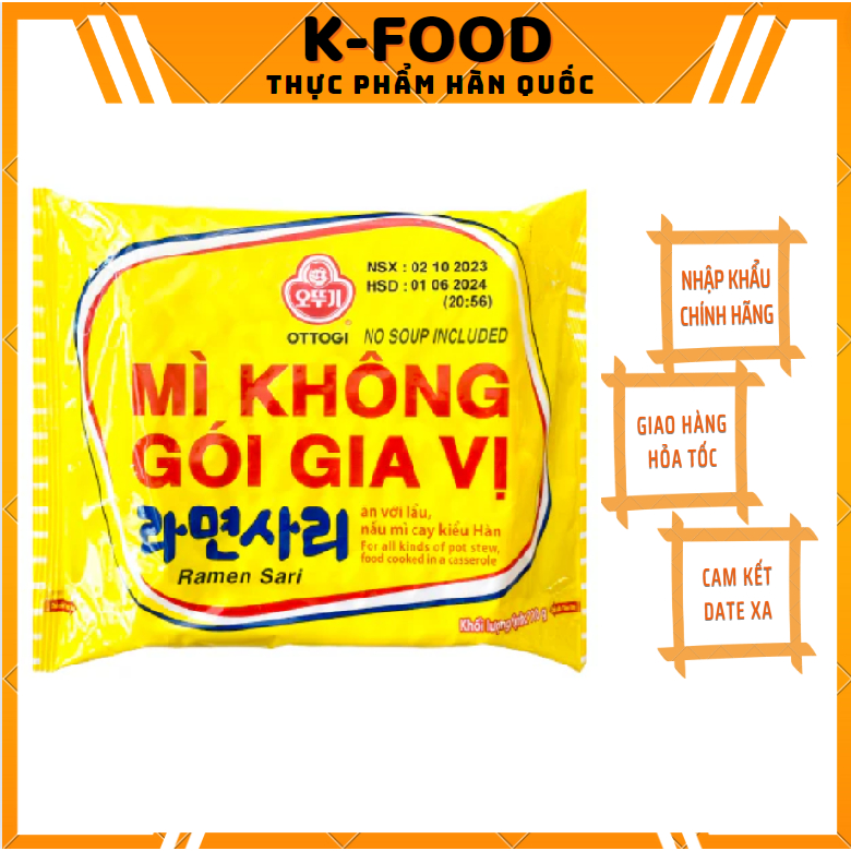 Combo 10 Gói MÌ KHÔNG GIA VỊ Hàn Quốc OTTOGI 110g, dùng nấu mì cay , mì ăn lẩu, mì dùng để xào ...