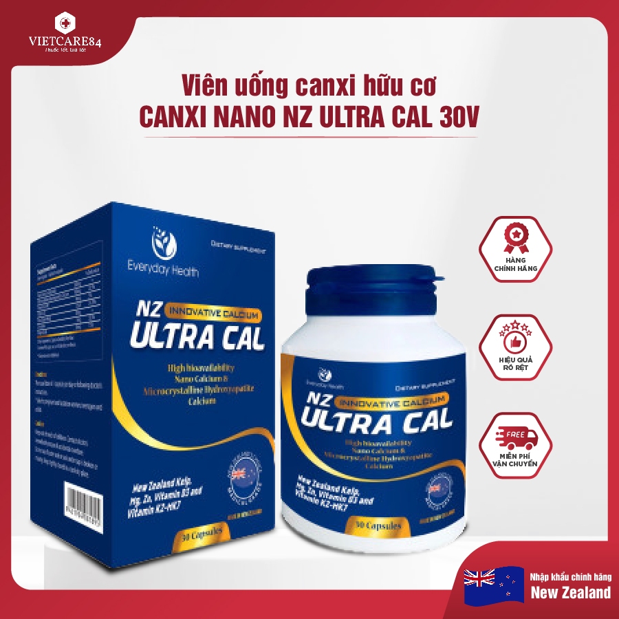 Viên uống canxi hữu cơ nhập khẩu chính hãng New Zealand Canxi Nano NZ ULTRA CAL (30 viên ...