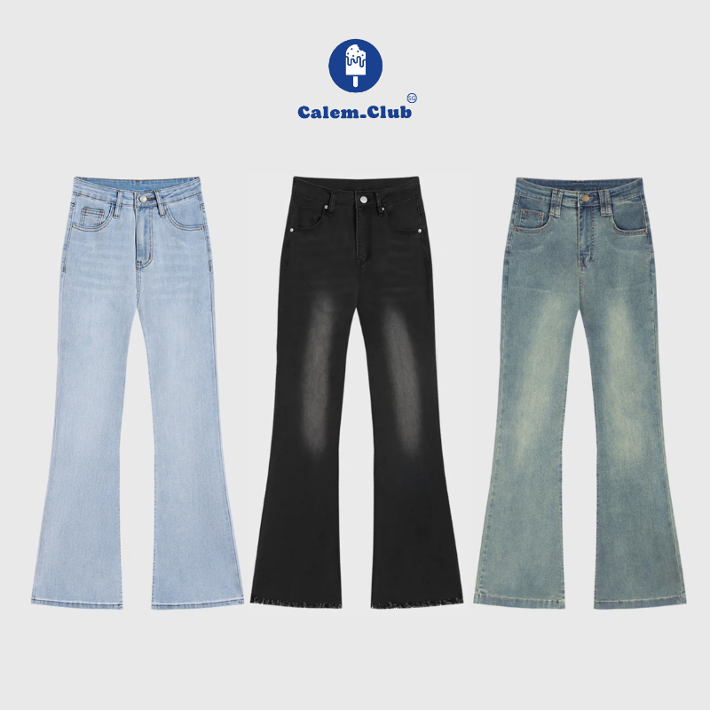Calem Club - Quần jeans ống loe GRIND WASH Cạp cao cá tính tôn dáng ...