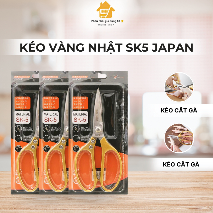 Combo 3 Kéo Cắt Gà Làm Bếp, Kéo Vàng Nhật SK5 JAPAN Đa Năng Và Cắt Đồ Dùng Siêu Bền - Material ...