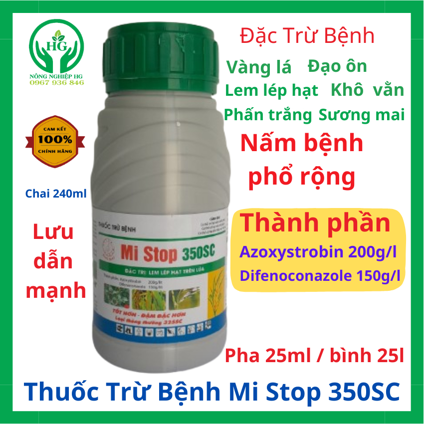 Mi Stop 350SC chai 240ml,Azoxystrobin 200g/l+Difenoconazole | Shopee ...