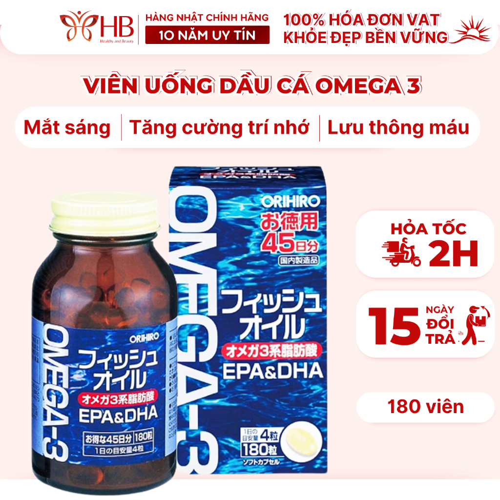 Viên uống dầu cá Omega 3, bổ mắt, bổ não, EPA & DHA Orihiro Nhật Bản ...