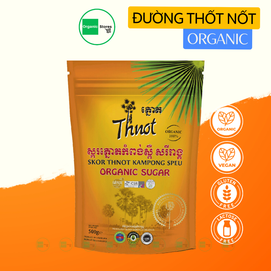 Đường thốt nốt hữu cơ gói 100gr - 250gr - 500gr Thnot Organic Sugar ...