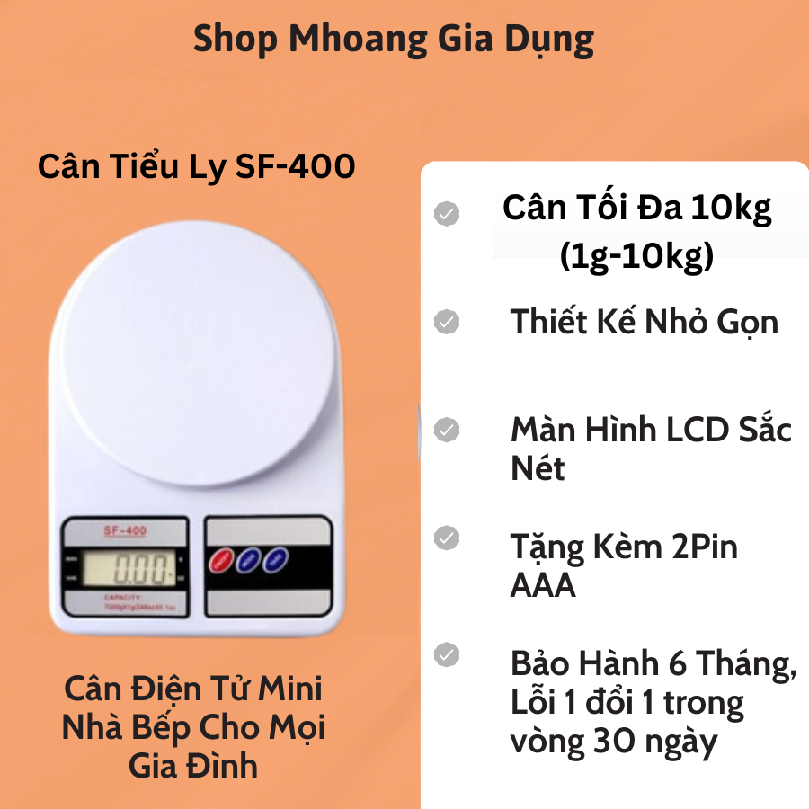 Cân tiểu ly điện tử nhà bếp mini định lượng 1g-10kg, Cân tiểu li điện tử [ tặng kèm 2 viên Pin ...