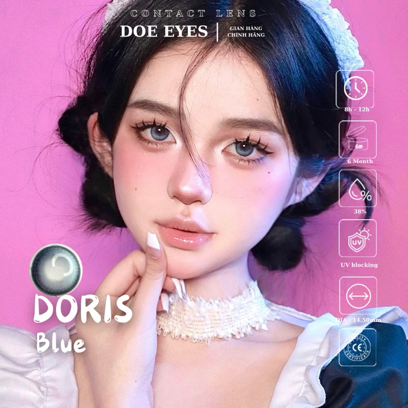 Kính áp tròng DOE EYES - DORIS BLUE - 1 CHIẾC (TƯƠNG ỨNG 1 BÊN MẮT ...