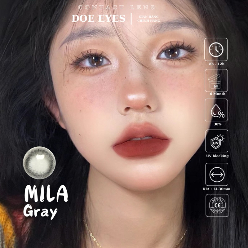 Kính áp tròng DOE EYES - MILA GRAY - 1 CHIẾC (TƯƠNG ỨNG 1 BÊN MẮT) - có ...