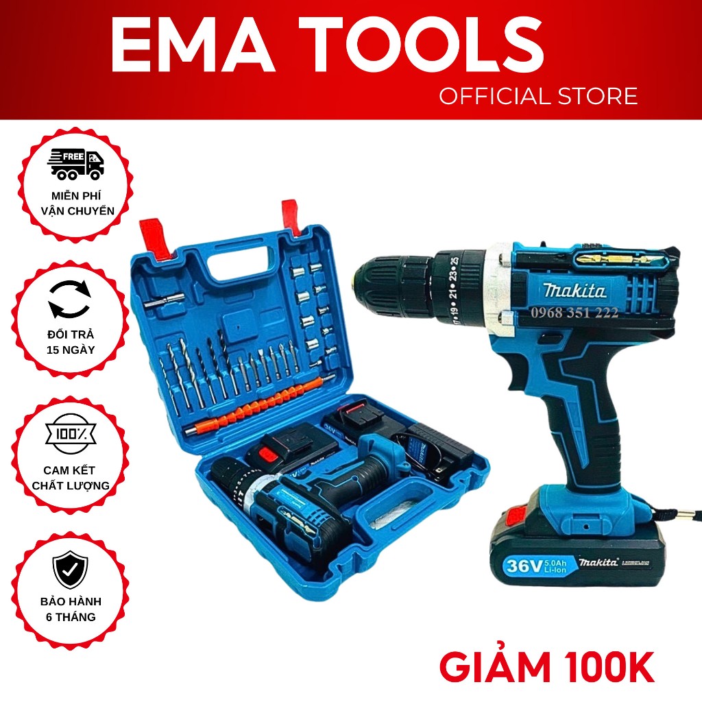 Máy khoan pin Makita 36v 3 chức năng tặng bộ phụ kiện 24 chi tiết | Shopee Việt Nam