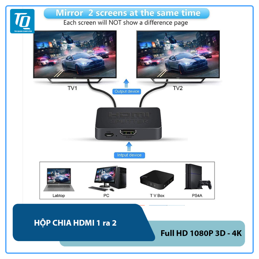Dây Cáp và hộp Chia Cổng HDMI 1 Cổng Vào 2-4 Cổng Ra 4K | Shopee Việt Nam