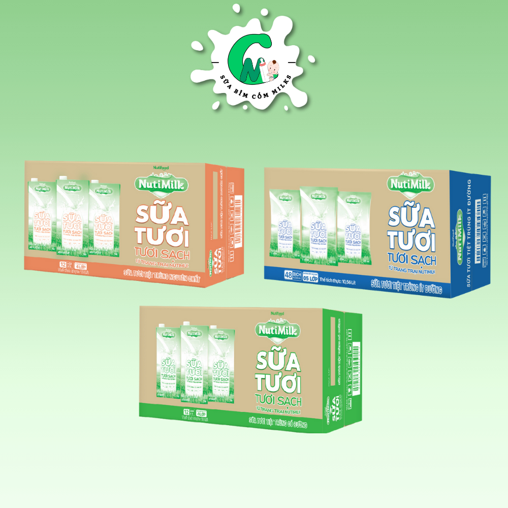 Thùng 48 Hộp 110ml NutiMilk 100% Sữa Tươi Tươi Sạch Có đường/ Ít đường ...