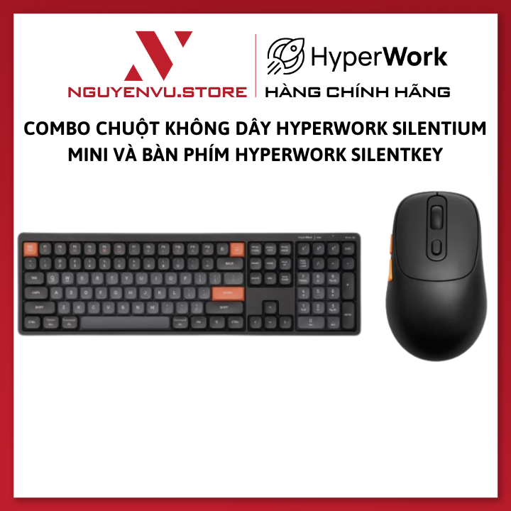 (MS01M+TS01) Combo Chuột không dây HyperWork Silentium Mini và Bàn phím ...