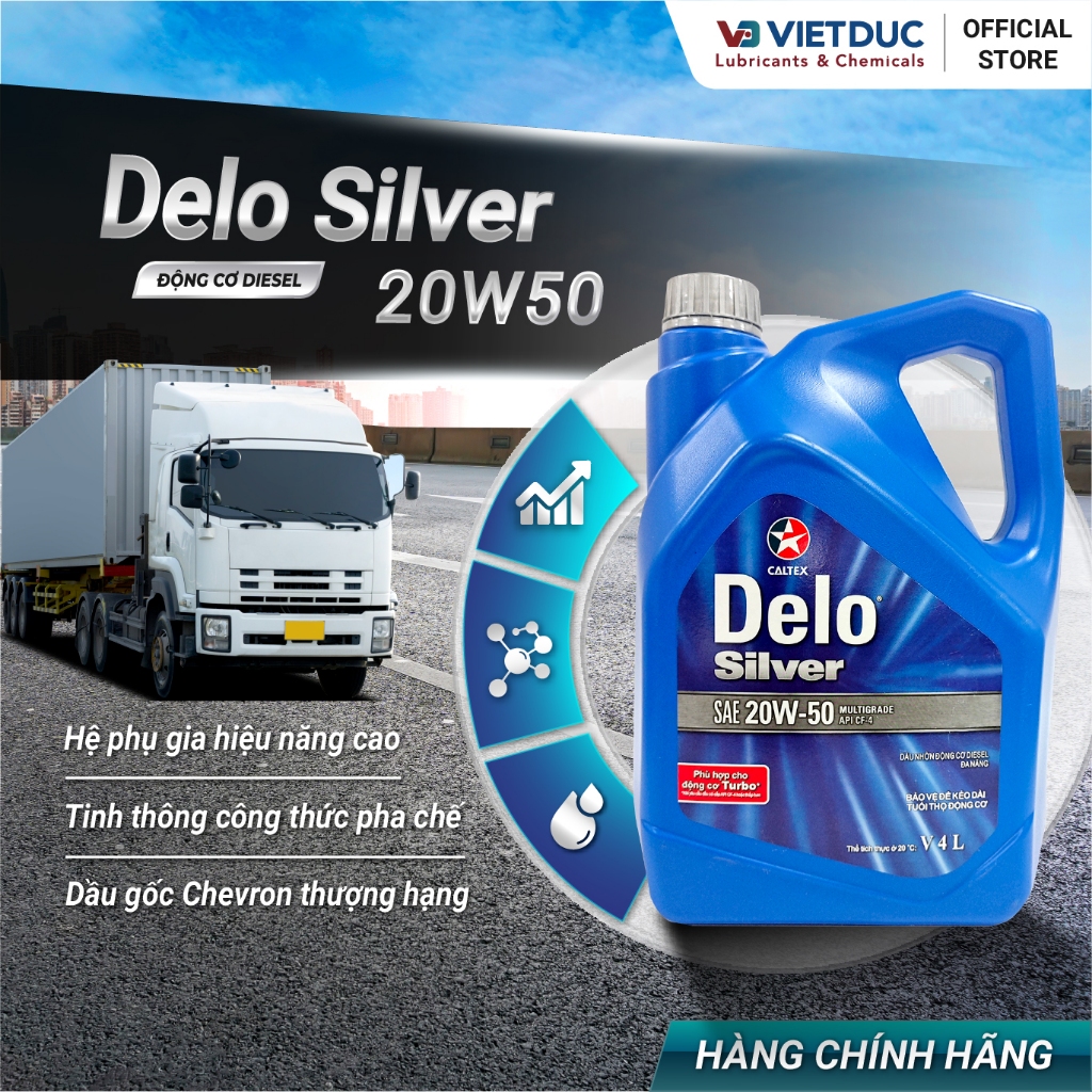 Dầu nhờn động cơ Diesel - Caltex Delo Silver Multigrade 20W-50 (Can 4L ...