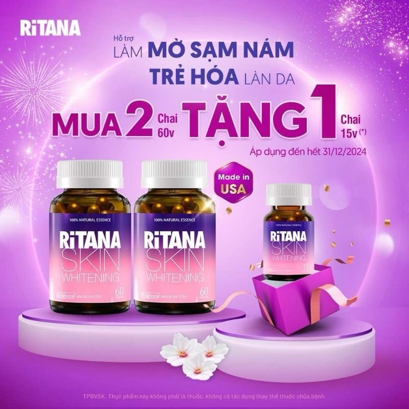 Viên uống Ritana Skin Whitening Ecogreen hỗ trợ da trắng hồng tự nhiên ...