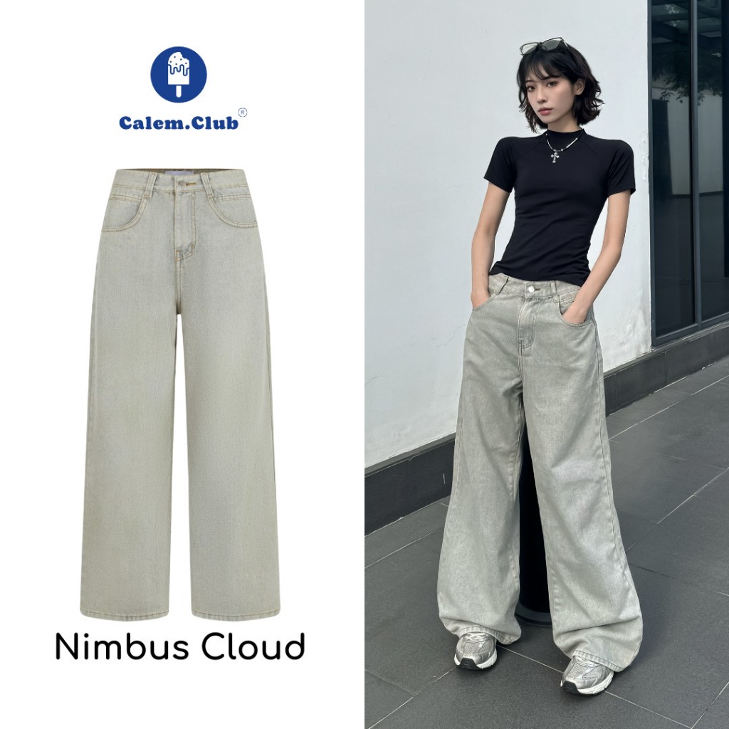 Calem Club - Quần Jeans dài Wash Cạp cao Ống Rộng tôn dáng form unisex ...