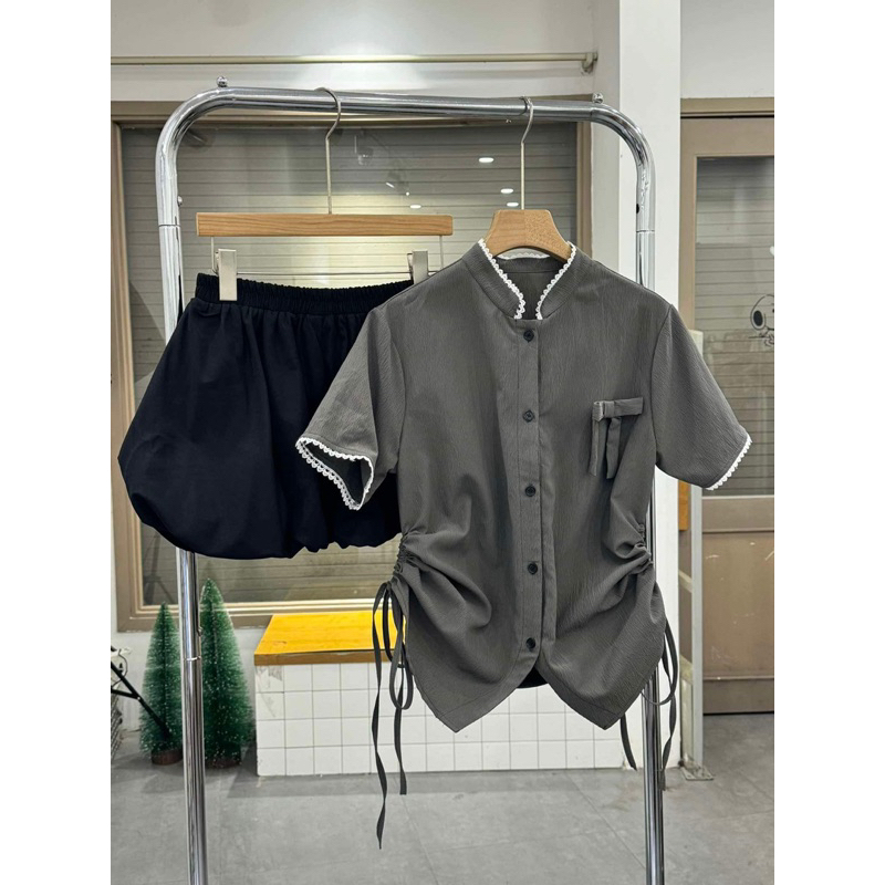 Set áo ren rút dây eo kèm chân váy bí S369 Nana21 Nanastore21 Nữ Woman ...