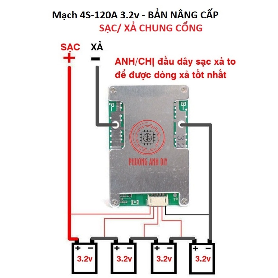 Mạch sạc và bảo vệ pin BMS 4S 100A tức thời 200A, có cân bằng, có tản ...