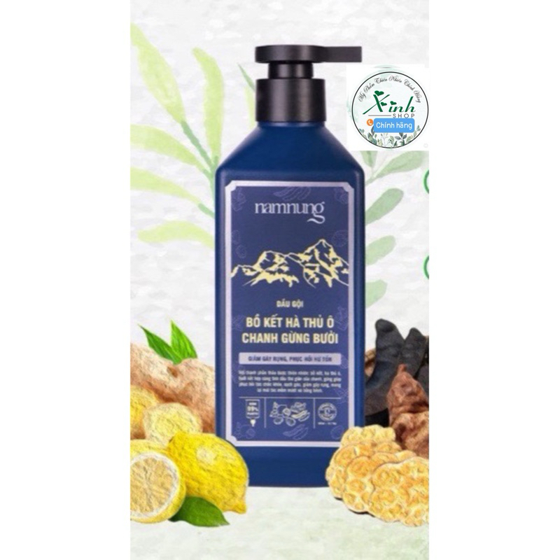 Dầu gội Nam nung thảo dược Bồ kết hà thủ ô Chanh gừng chai 500ml (chính ...