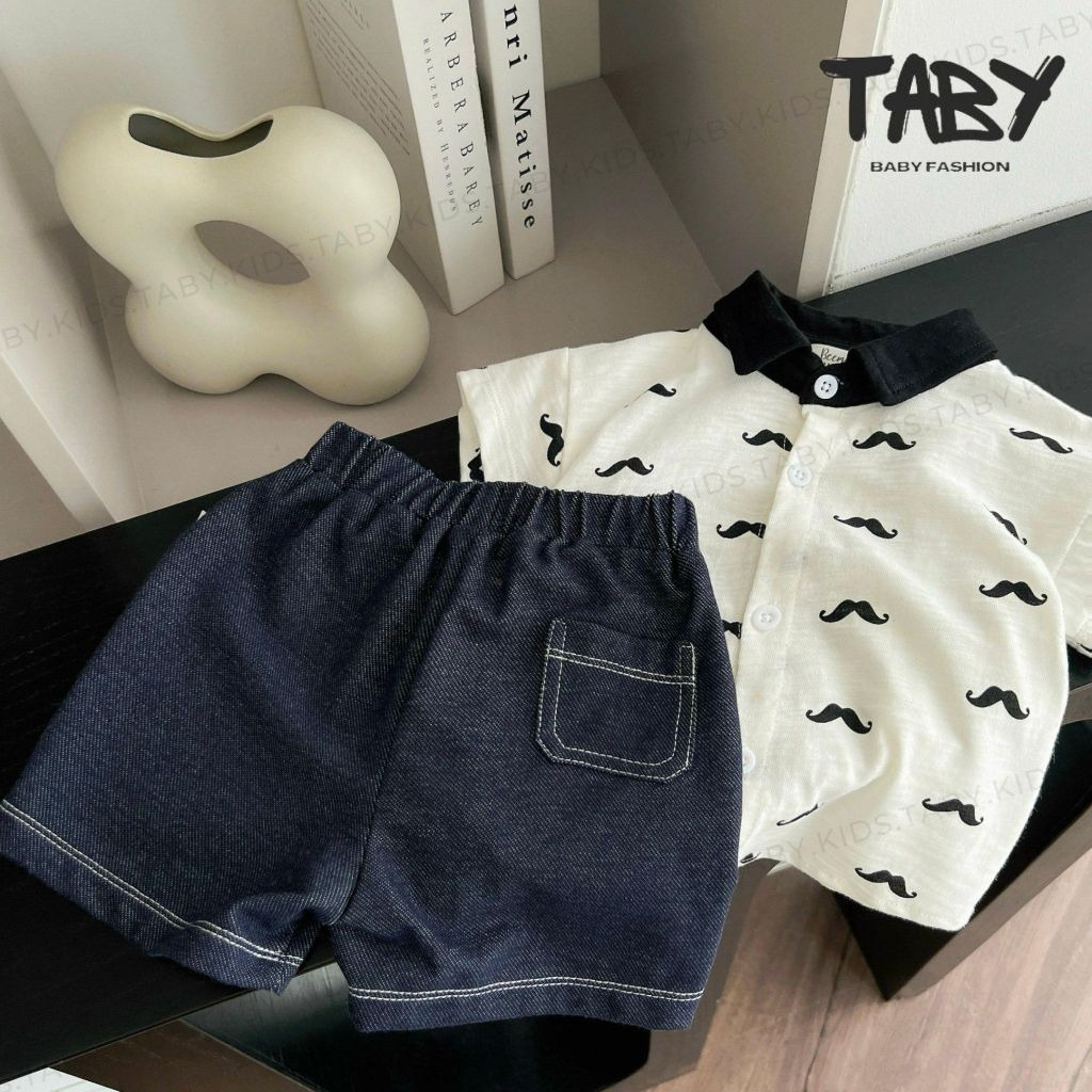 [TABY] Set bộ sơ mi sành điệu chất cotton xược thoáng mát phối quần giả ...