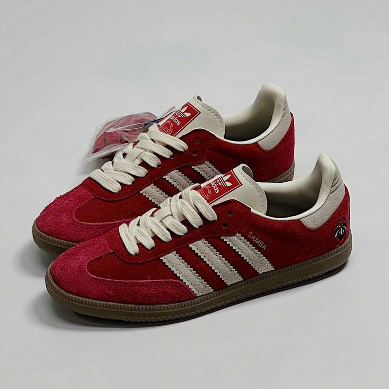 Giày Ad’ida Sam’ba Tal Samba Red Suede Classic White Sc | Shopee Việt Nam