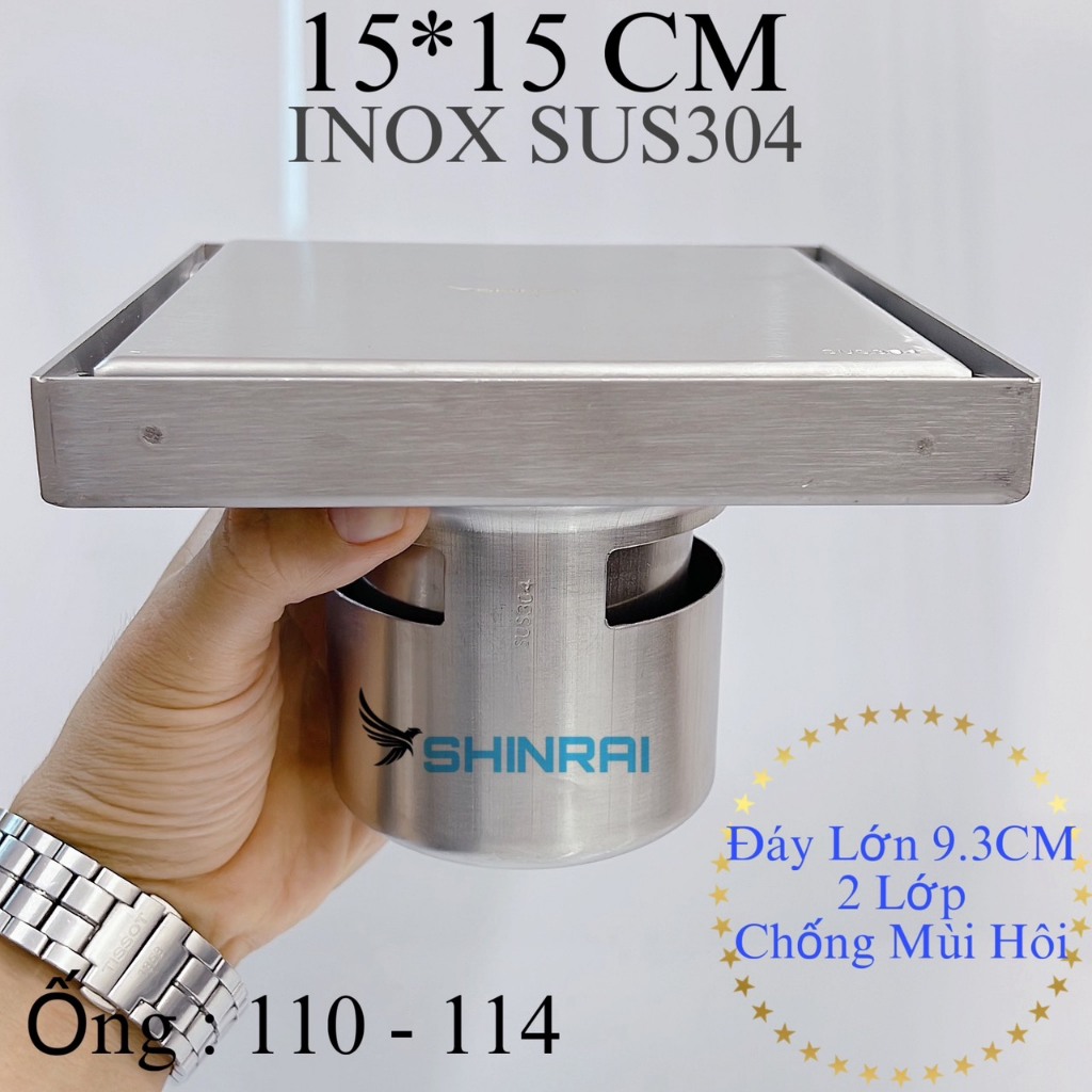 ( 15*15 Đáy TO 9.3CM - Dán Gạch Được ) Ga Thoát Sàn , Phễu Thoát Nước ...