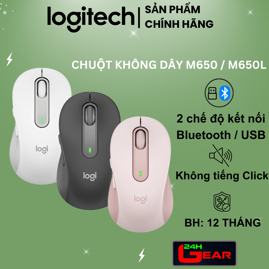 Chuột không dây Logitech Signature M650 / M650L Bluetooth USB ...