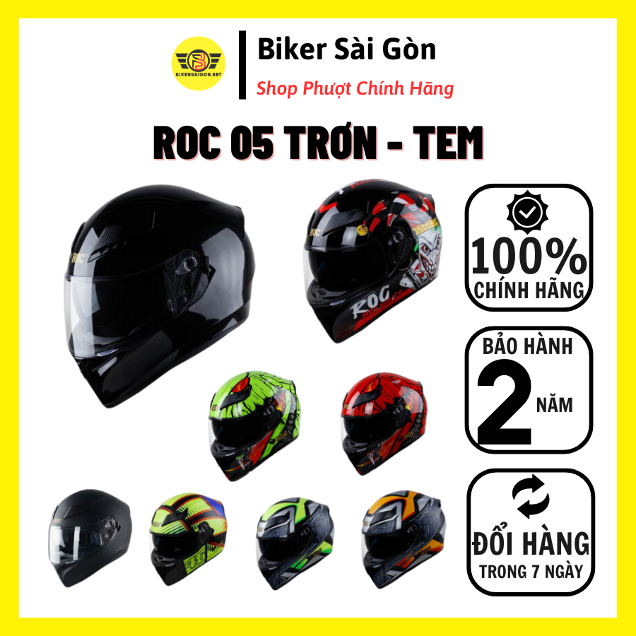 Mũ Bảo Hiểm Fullface 2 Kính ROC 05 - R05 (BH 24 Tháng) - Biker Sài Gòn | Shopee Việt Nam