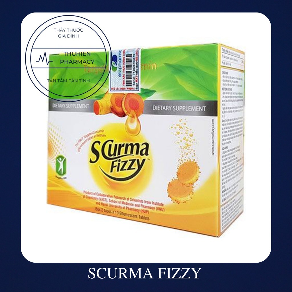 SCURMA FIZZY-Viên sủi nghệ nano curcumin hướng đích (Hộp 2 tuýp x 10 ...
