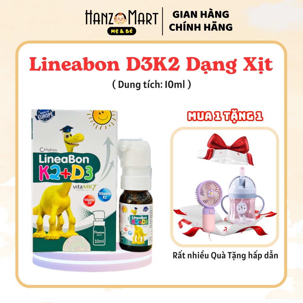 D3K2 Lineabon Dạng Xịt Chính Hãng Bổ Sung Vitamin D3, K2 Giúp Hấp Thụ Canxi, Giảm Còi Xương Lọ ...