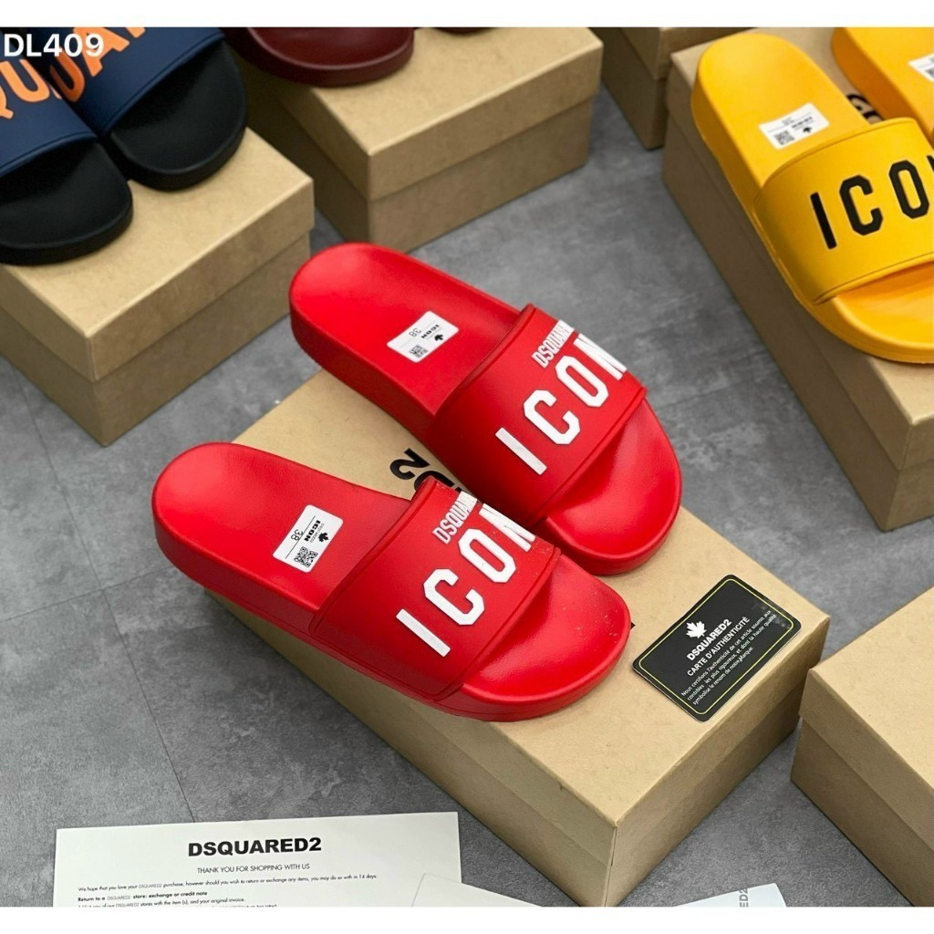 Dép lê nam nữ quai ngang DSQ ICON, dep icon đỏ, dép nam boy phố ...